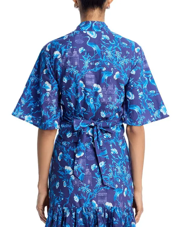 CONIGLIO PALM BEACH Miraflores Wrap Top - Cranes Indigo