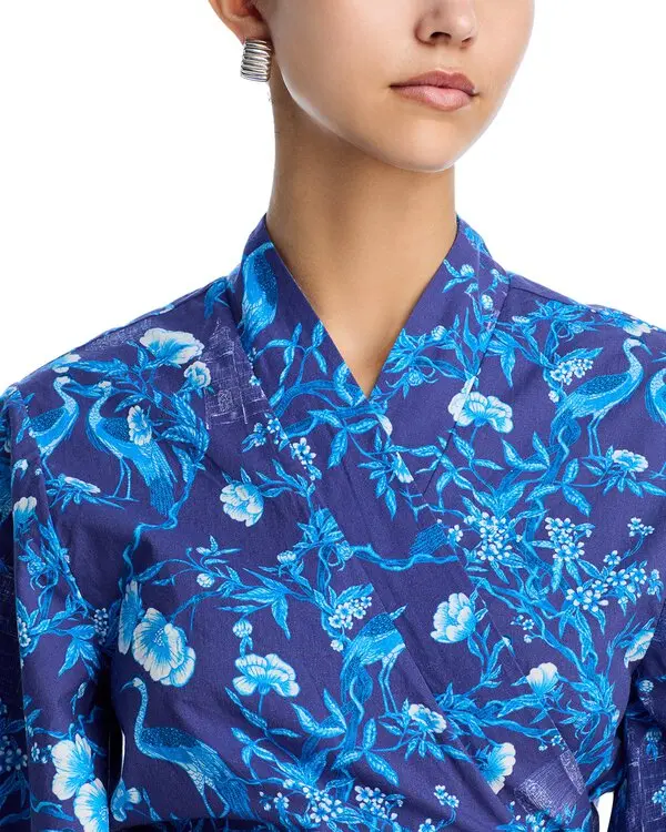 CONIGLIO PALM BEACH Miraflores Wrap Top - Cranes Indigo