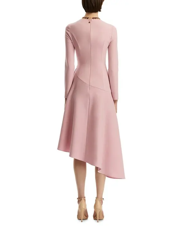 Oscar De La Renta Long Sleeve Double Stretch Wool Day Dress