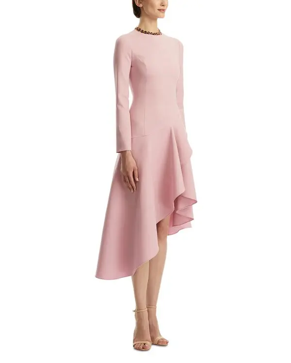 Oscar De La Renta Asymmetric Long-Sleeve Stretch Wool Dress - Lily - 50%  Off | Editorialist