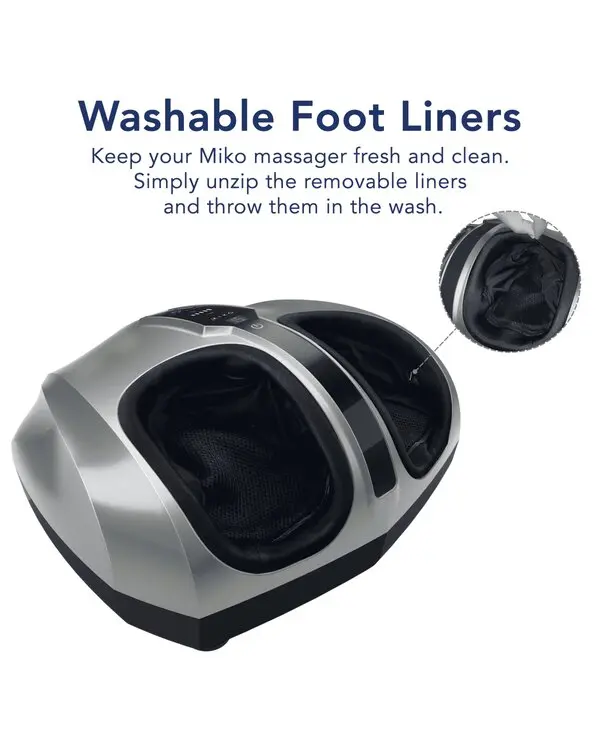 MIKO Shiatsu Foot Massager Machine With Kneading And Switchable Heat - Silver
