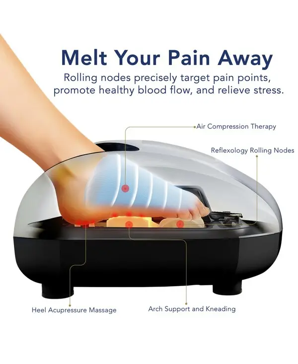 MIKO Shiatsu Foot Massager Machine With Kneading And Switchable Heat - Silver
