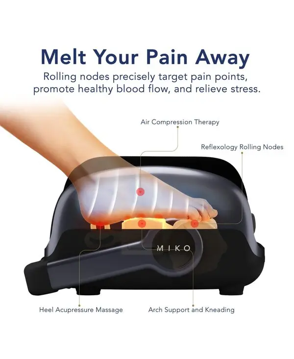 MIKO Shiatsu Foot, Calf, And Ankle Massager With Heat - Charcoal