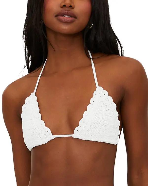 Beach Riot Winona Crochet Triangle Bikini Top - White