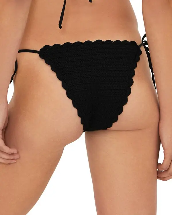 Beach Riot Soleil Crochet Side Tie Bikini Bottom - Black