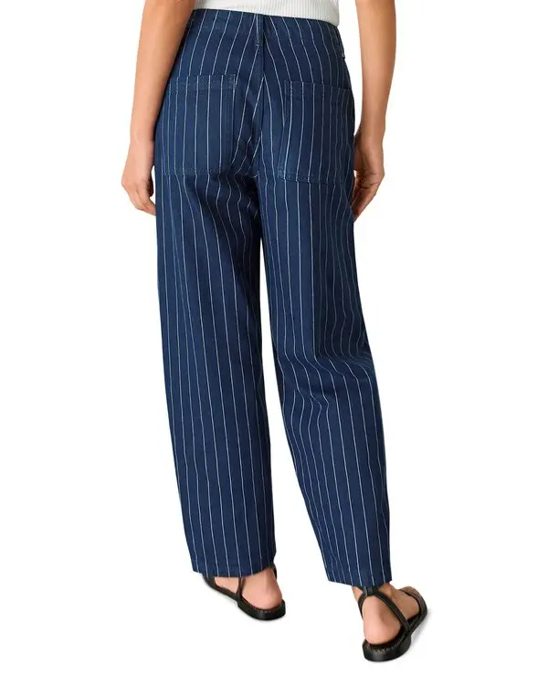 Whistles Pinstripe Barrel Leg High Rise Jeans