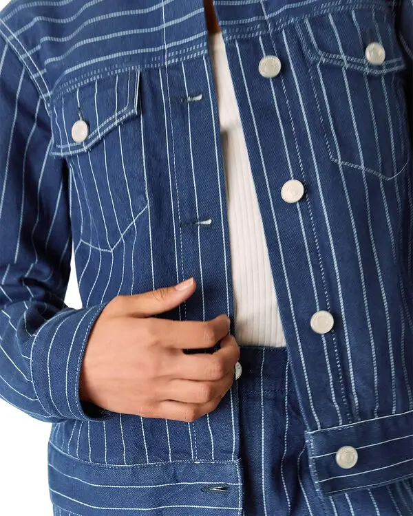 Whistles Pinstriped Denim Jacket