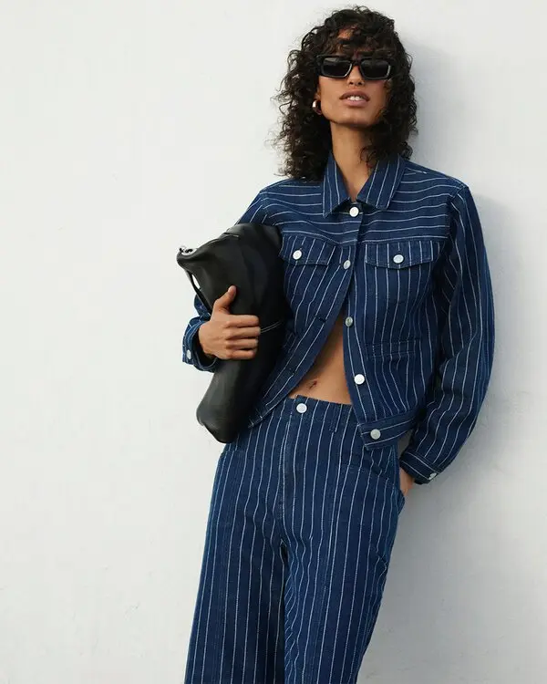Whistles Pinstriped Denim Jacket
