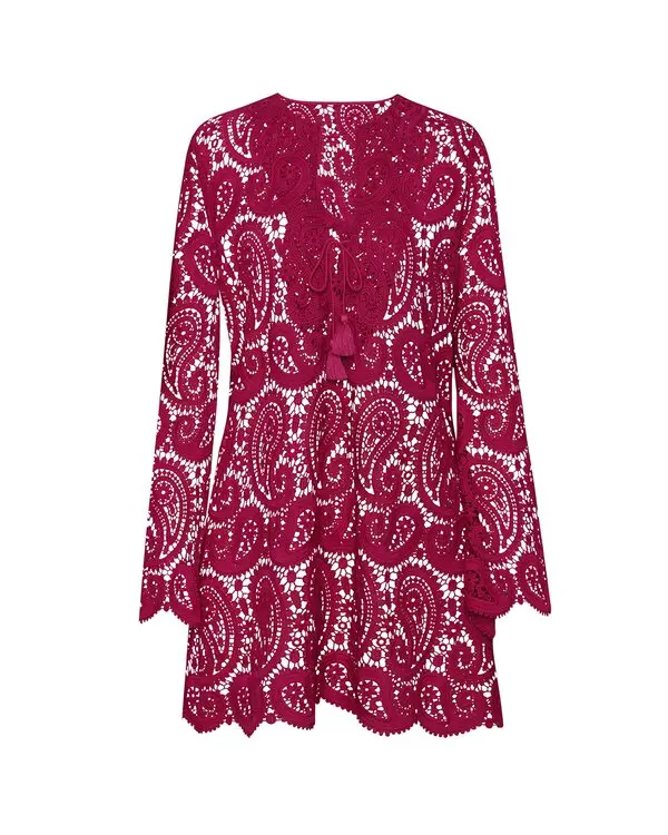 L'Agence Ansley Paisley Crochet Cover Up Dress