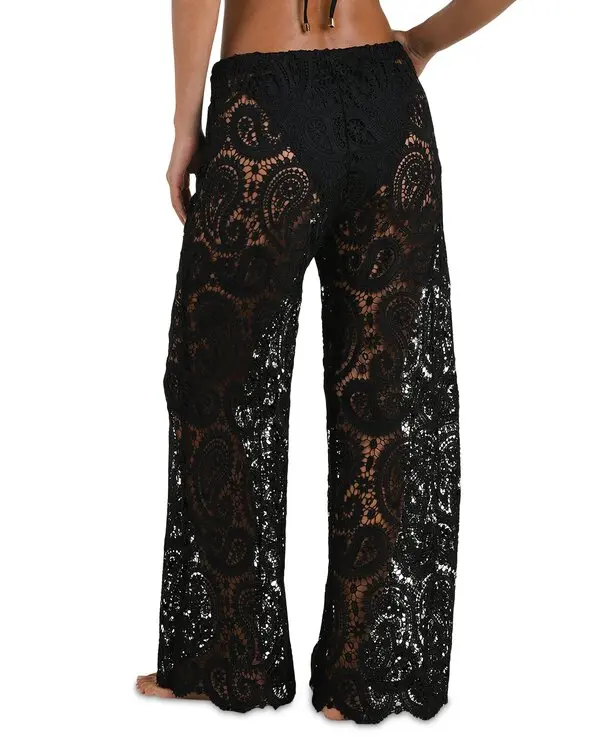 L'Agence Geraldine Paisley Crochet Cover-up Pants - Black