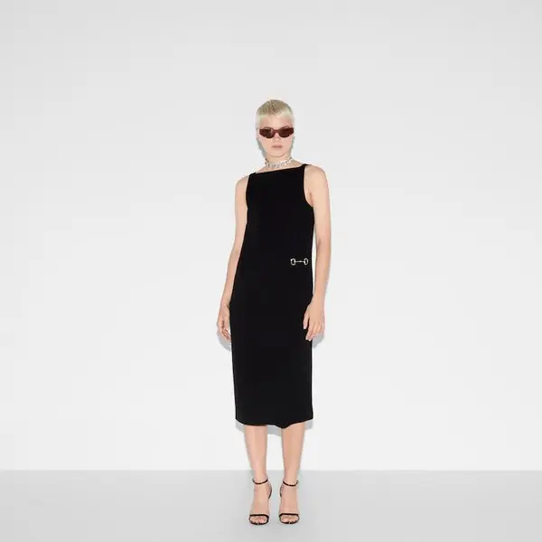Gucci Heavy Viscose Sable Horsebit Dress
