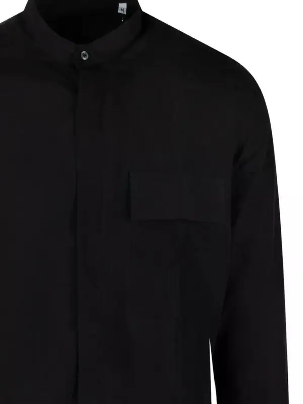 LOW BRAND Collarless Shirt - Black
