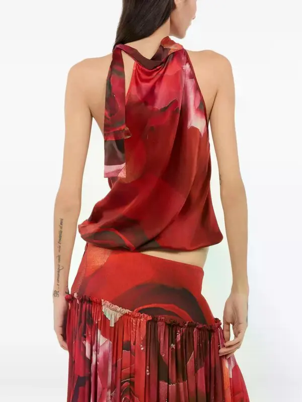 Roberto Cavalli Printed Silk Halterneck Top