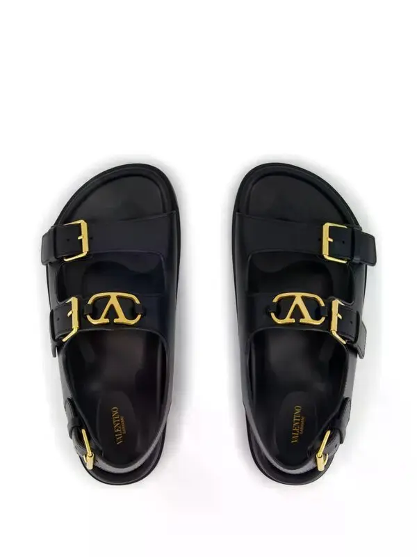 Valentino Garavani Vlogo Signature Buckle-detail Sandals - Black