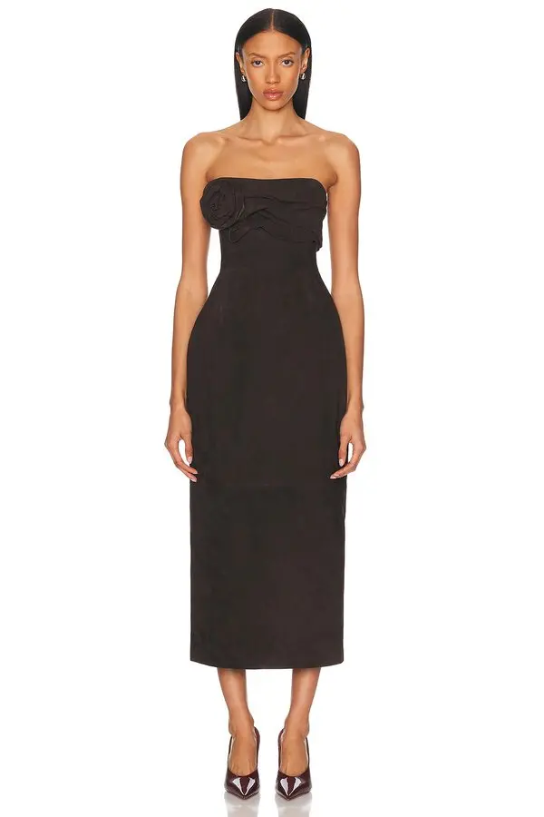 Magda Butrym Strapless Ruched Leather Dress