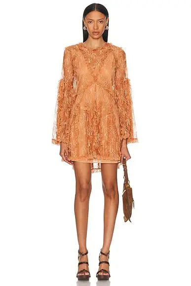AKNVAS Dorian Lace Dress With Bell Sleeves