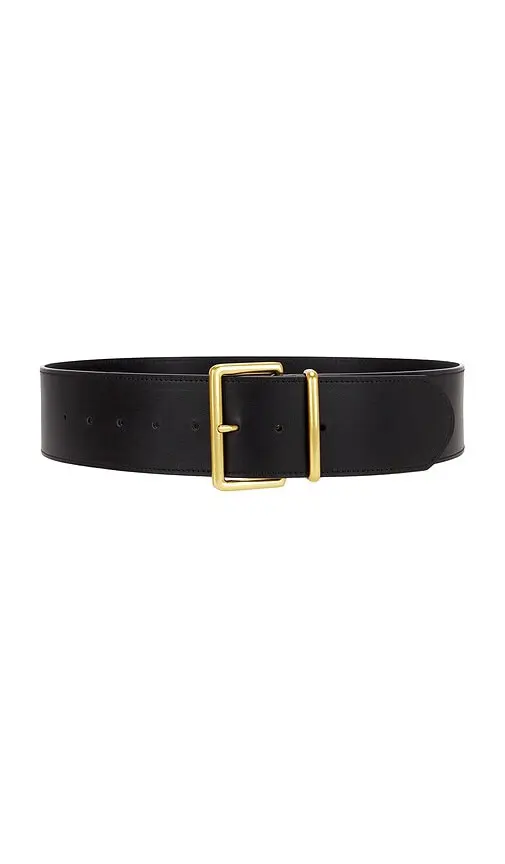 LOVERS AND FRIENDS Wide Faux Leather Belt - Black & Gold