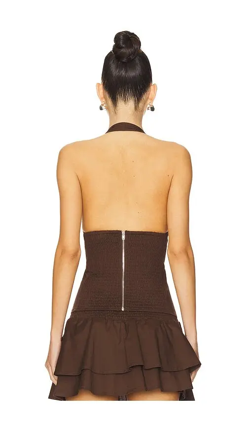 WeWoreWhat Halter Neck Corset Top - Chestnut