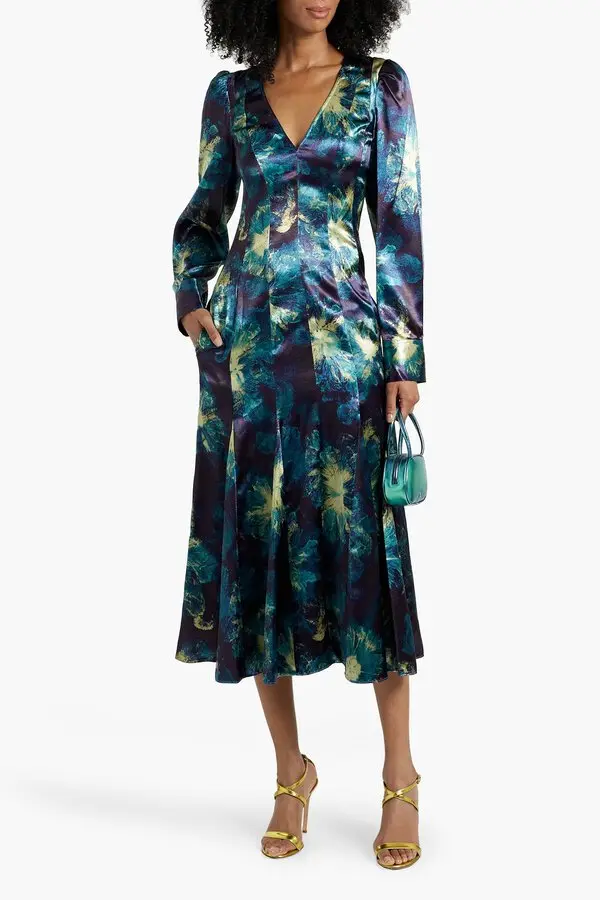 Ulla Johnson Printed Satin Midi Dress