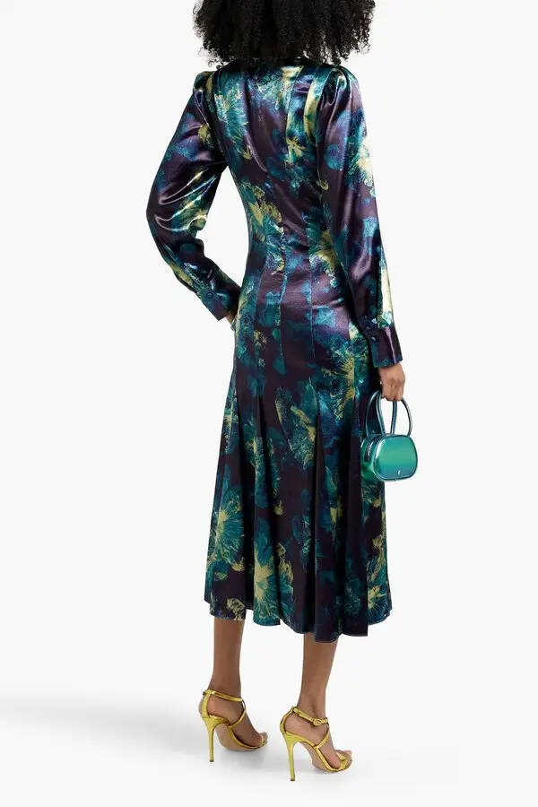 Ulla Johnson Printed Satin Midi Dress