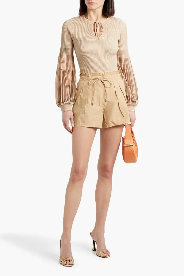 Ulla Johnson Camryn Pleated Cotton-poplin Shorts