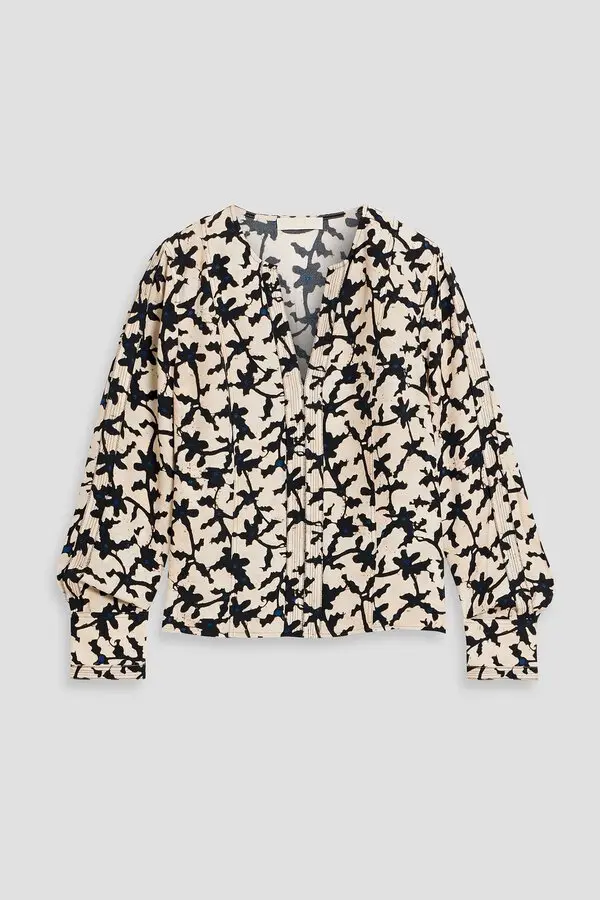 Ulla Johnson Safi Printed Crepe Blouse - Cream