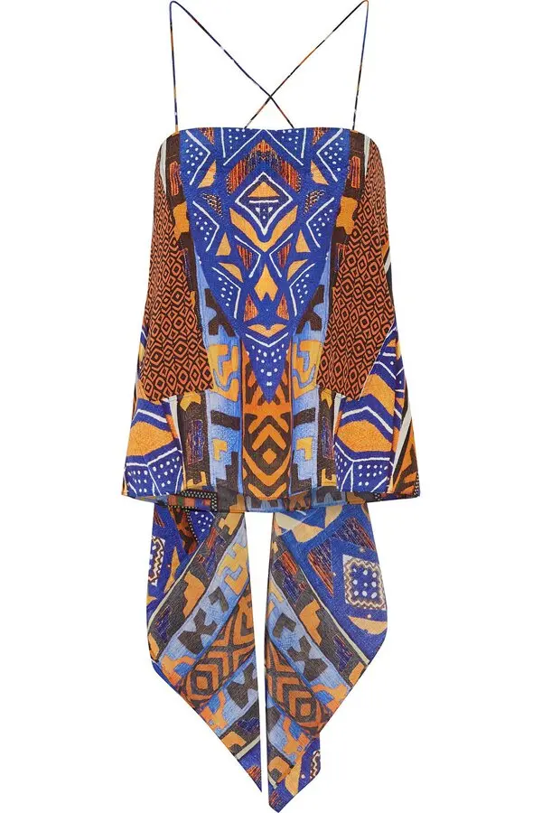 Camilla Draped Printed Silk-chiffon Camisole