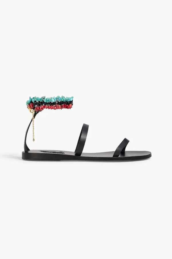 ANCIENT GREEK SANDALS Smirni Embellished Leather Sandals - Black