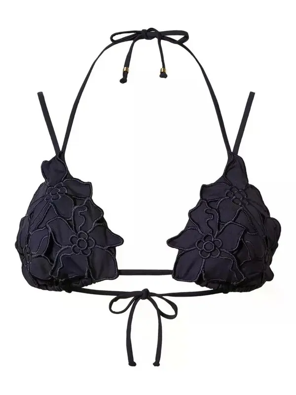TWINSET Floral-appliqué Triangle Bikini Top - Blue