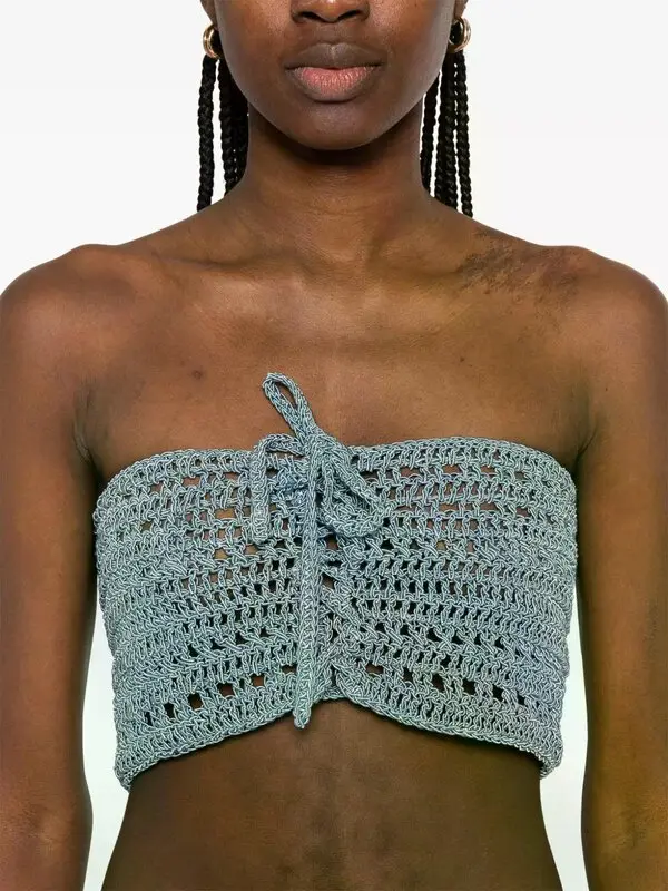 A.M.G. Knitted Crop Top - Blue