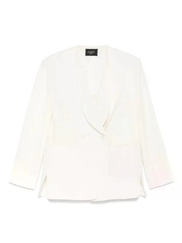 A.M.G. Double-breasted Blazer With Shawl Lapels - White