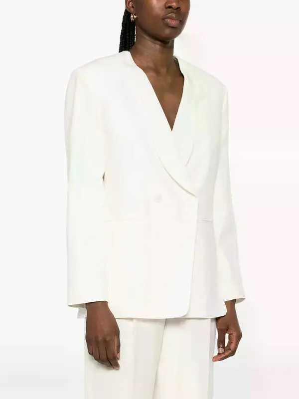 A.M.G. Double-breasted Blazer With Shawl Lapels - White