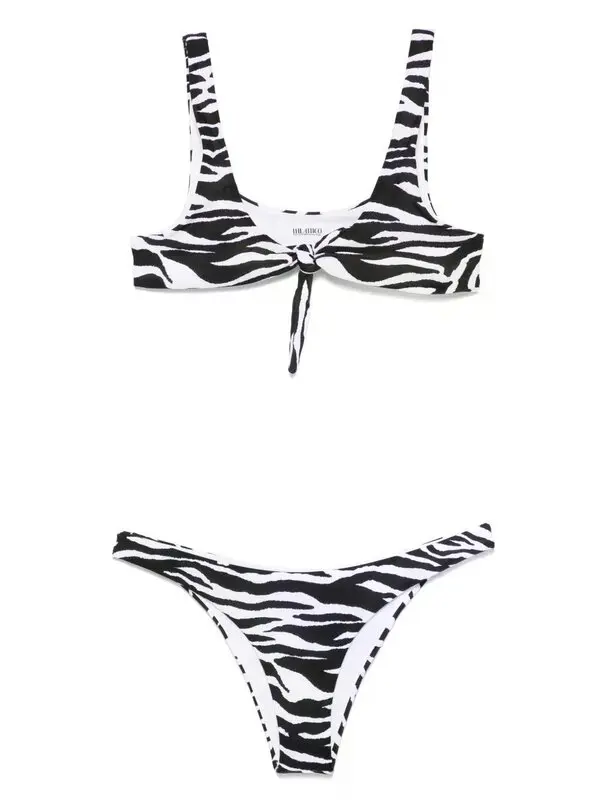 Attico Zebra-print Two-piece Bikini - White