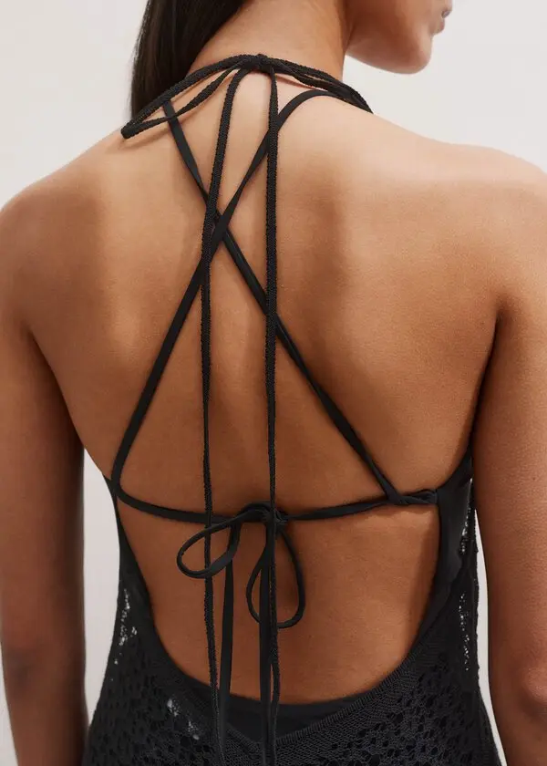ME+EM Pointelle Halterneck Midi Dress