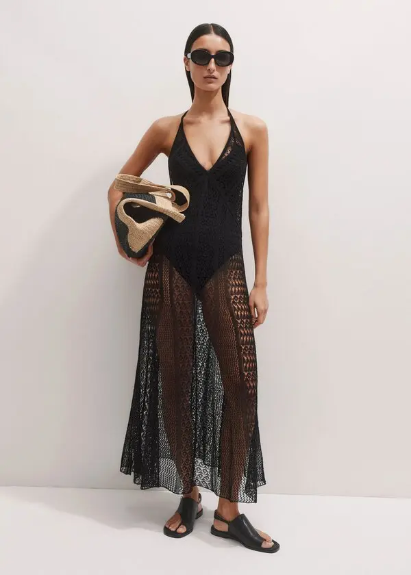 ME+EM Pointelle Halterneck Midi Dress