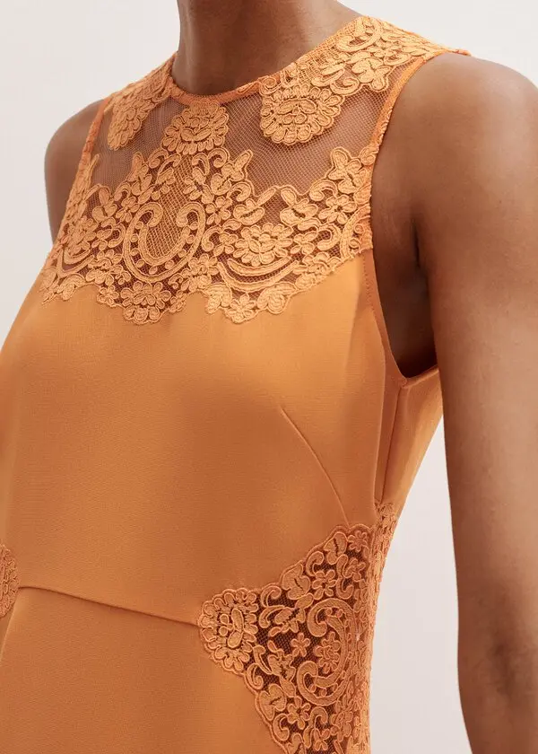 me and em orange lace dress ME+EM Statement Guipure Lace Maxi Dress in Red