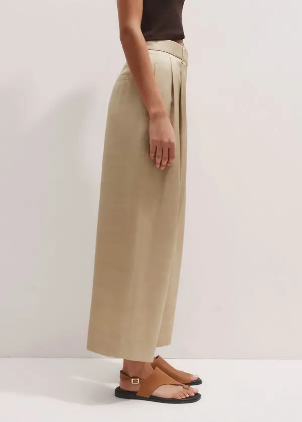 ME+EM Elevated Metallic Wide Leg Crop Trousers