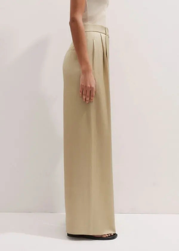 ME+EM Elevated Metallic Tailored Wide-leg Trousers - Gold