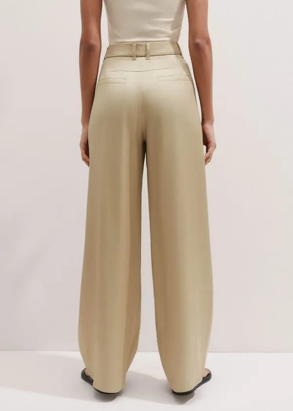ME+EM Elevated Metallic Tailored Wide-leg Trousers - Gold