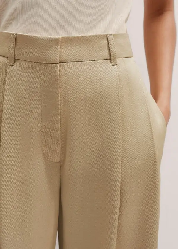 ME+EM Elevated Metallic Tailored Wide-leg Trousers - Gold