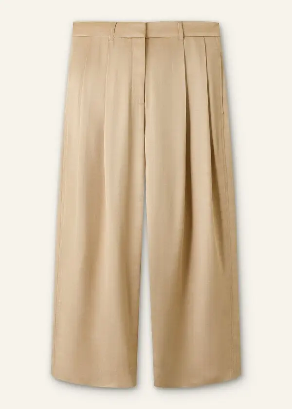 ME+EM Elevated Metallic Tailored Wide-leg Trousers - Gold