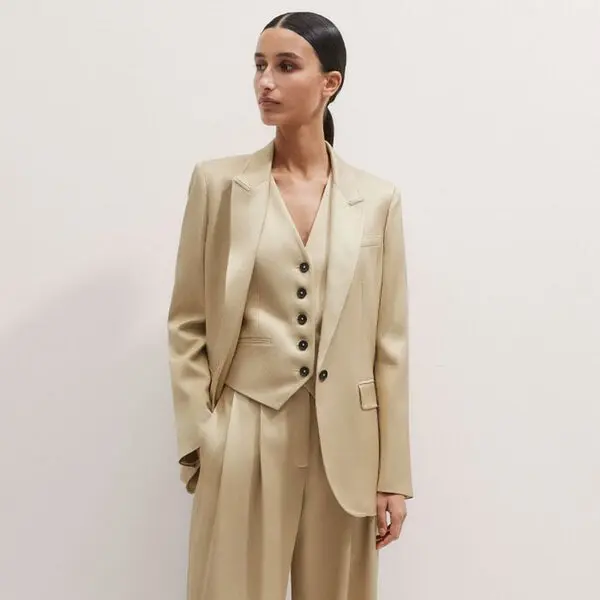ME+EM Elevated Metallic Tailored Wide-leg Trousers - Gold