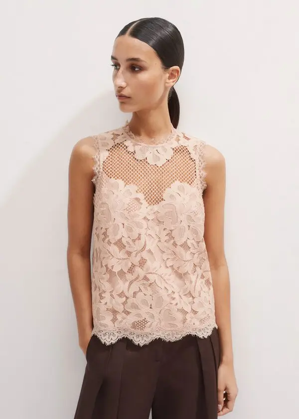 ME+EM Graphic Floral Lace Top