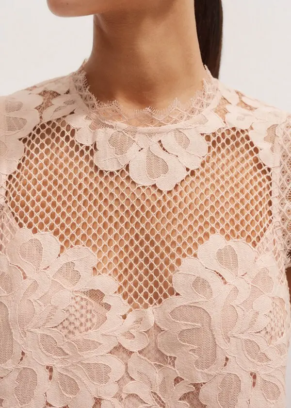 ME+EM Graphic Floral Lace Top