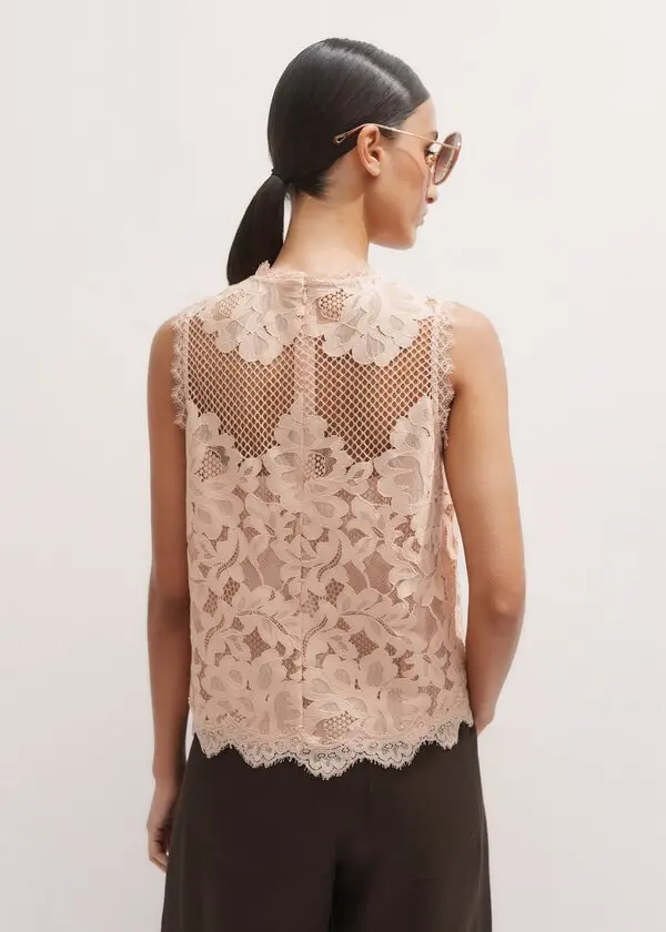 ME+EM Graphic Floral Lace Top