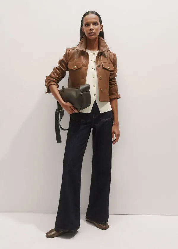 ME+EM Leather Utility Crop Jacket