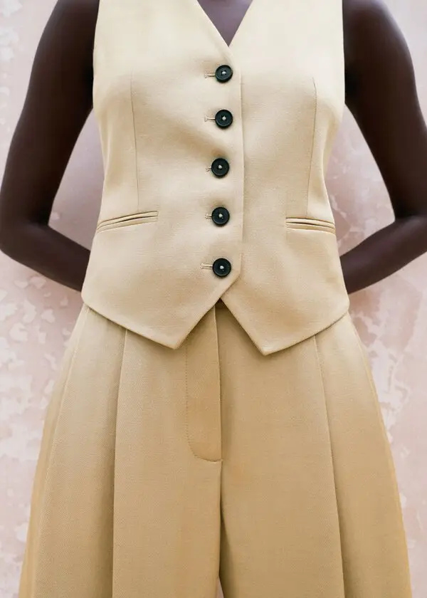 ME+EM Metallic Tailored Waistcoat - Gold