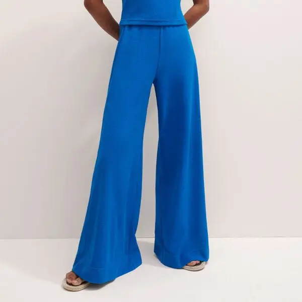 ME+EM Towelling Halterneck Crop Top - Lapis Blue