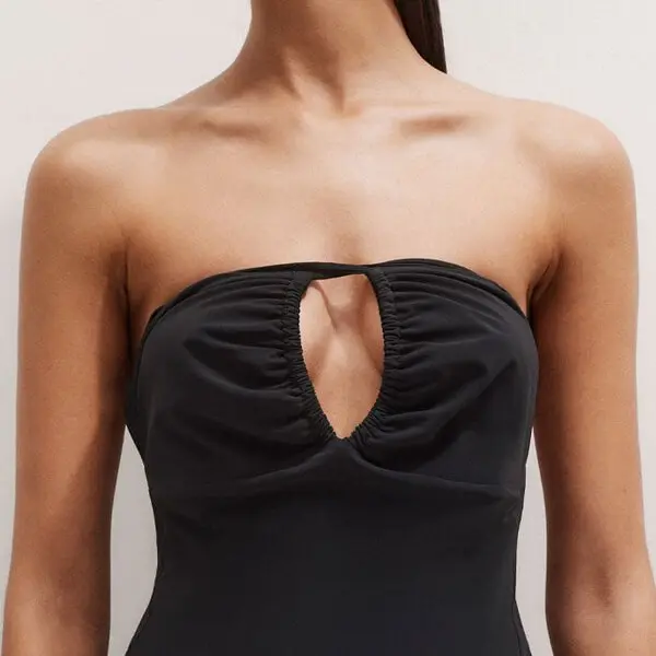 ME+EM Multiway Neck Ruched One Piece Swimsuit - Black