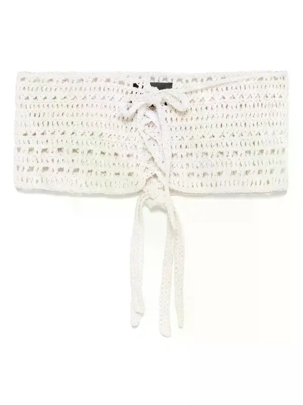 A.M.G. Knitted Strapless Crop Top - White
